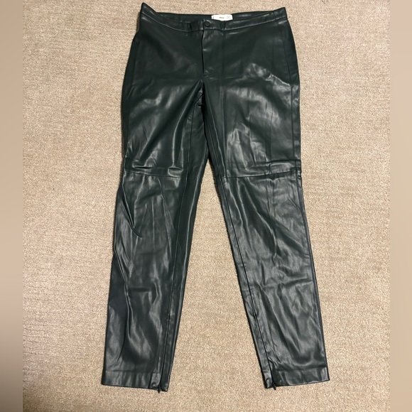 Mango | Pants & Jumpsuits | Mango Dark Green Faux Leather Pants | Poshmark